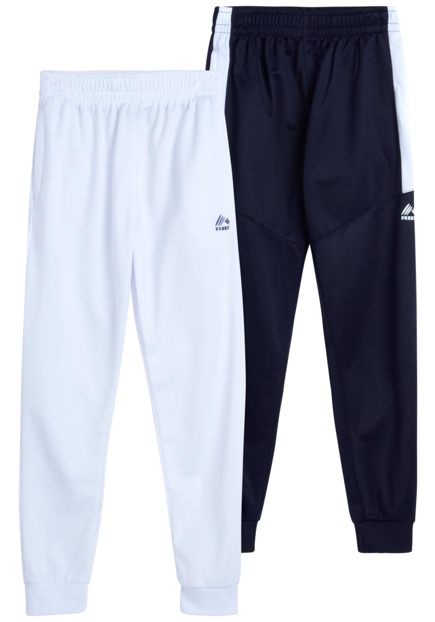 RBX Boys Sweatpants - 2 Pack Stretch Performance Tricot Activewear Boys Joggers Athletic Pants with Side Pockets (Size: 4-20), Size 14-16, Navy White