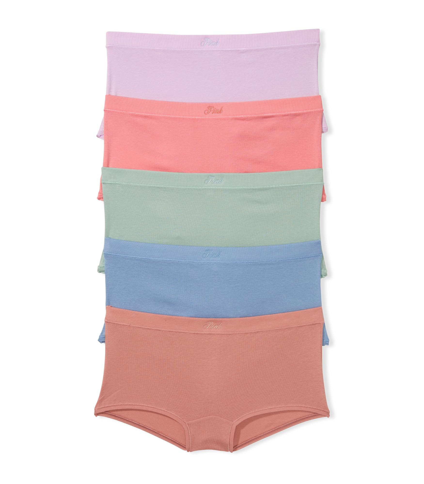 Victoria's Secret PINK Naturals Boyshort 5 Pack, Cotton Panty Pack, Women's Underwear, Natural Tea Dye (XL)