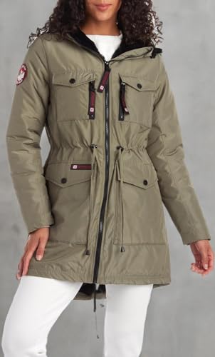 CANADA WEATHER GEAR Women's Winter Coat -Long Length Sherpa Lined Anorak Parka - Outerwear Windbreaker Jacket for Women, S-XL, Size Medium, Sage