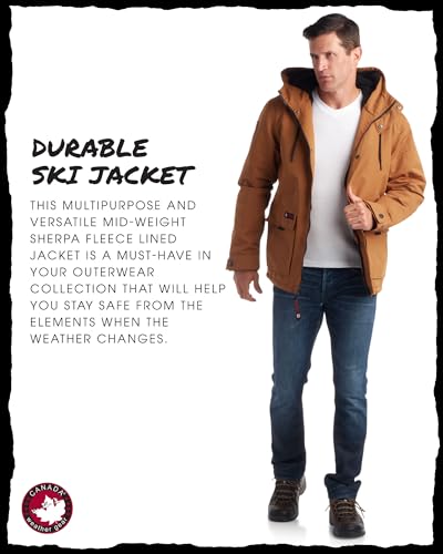 CANADA WEATHER GEAR Men's Winter Coat โ Heavyweight Weather Resistant Sherpa Fleece Lined Parka Jacket (M-XXL), Size Medium, Oak