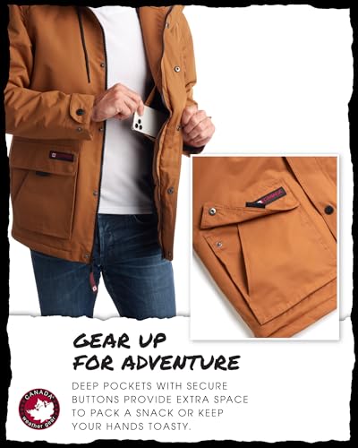 CANADA WEATHER GEAR Men's Winter Coat โ Heavyweight Weather Resistant Sherpa Fleece Lined Parka Jacket (M-XXL), Size Medium, Oak