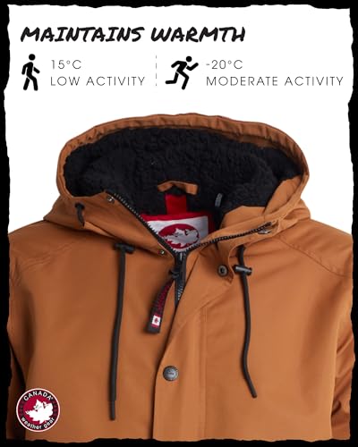 CANADA WEATHER GEAR Men's Winter Coat โ Heavyweight Weather Resistant Sherpa Fleece Lined Parka Jacket (M-XXL), Size Medium, Oak