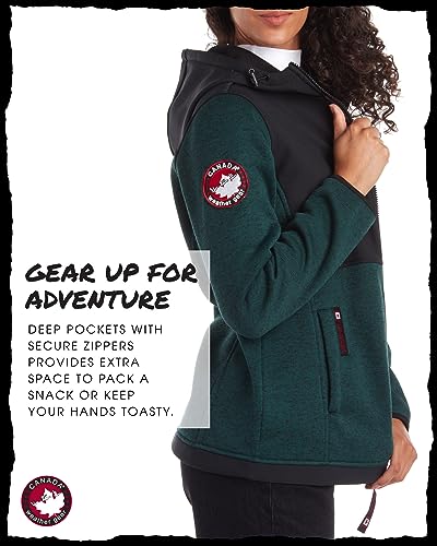 CANADA WEATHER GEAR Women’s Jacket – Lightweight Sweater Fleece Sweatshirt Jacket (S-XL), Size Large, Ponderosa Green