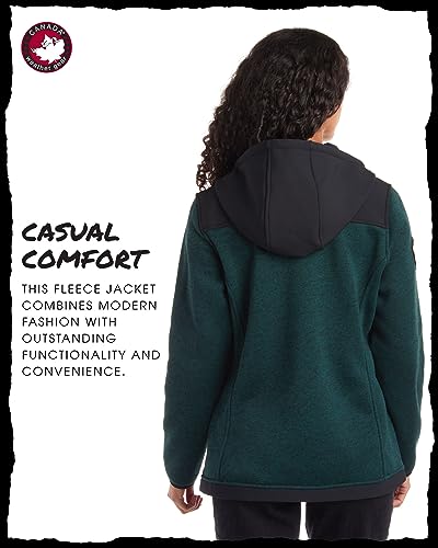 CANADA WEATHER GEAR Women’s Jacket – Lightweight Sweater Fleece Sweatshirt Jacket (S-XL), Size Large, Ponderosa Green