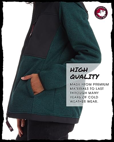 CANADA WEATHER GEAR Women’s Jacket – Lightweight Sweater Fleece Sweatshirt Jacket (S-XL), Size Large, Ponderosa Green