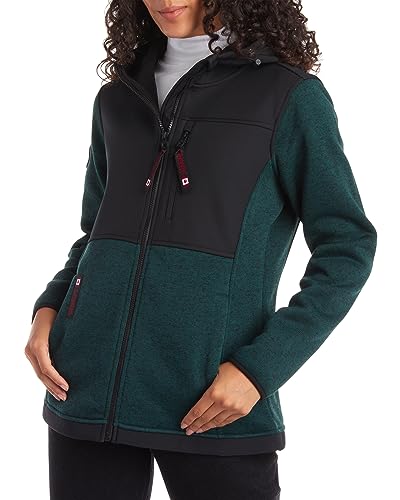CANADA WEATHER GEAR Women’s Jacket – Lightweight Sweater Fleece Sweatshirt Jacket (S-XL), Size Large, Ponderosa Green