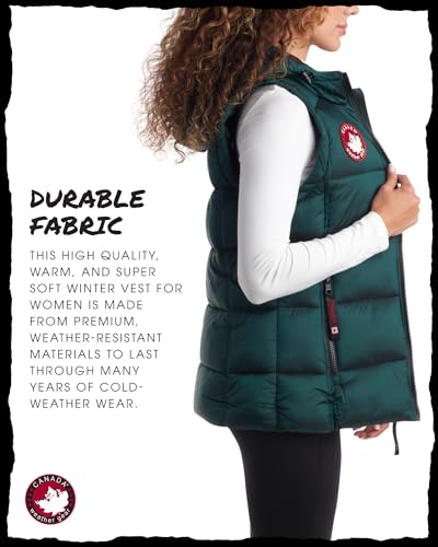 CANADA WEATHER GEAR Women’s Vest - Quilted Puffer Vest - Outerwear Sleeveless Jacket, S-XL, Size Small, Ponderosa Green