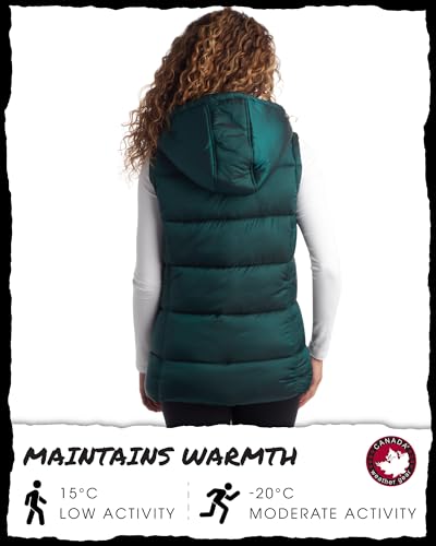 CANADA WEATHER GEAR Women’s Vest - Quilted Puffer Vest - Outerwear Sleeveless Jacket, S-XL, Size Small, Ponderosa Green