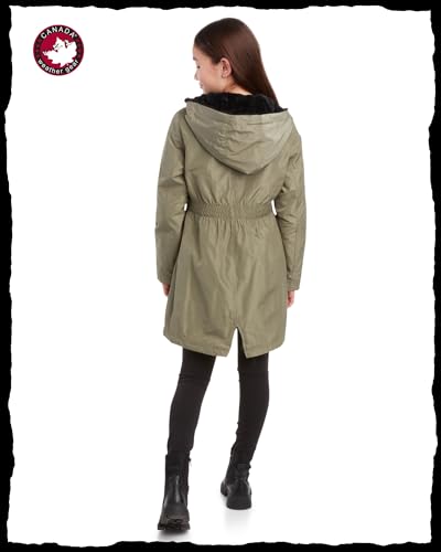 CANADA WEATHER GEAR Girls’ Winter Coat - Long Length Sherpa Lined Anorak Parka - Outerwear Jacket for Girls (7-16), Size 7/8, Sage