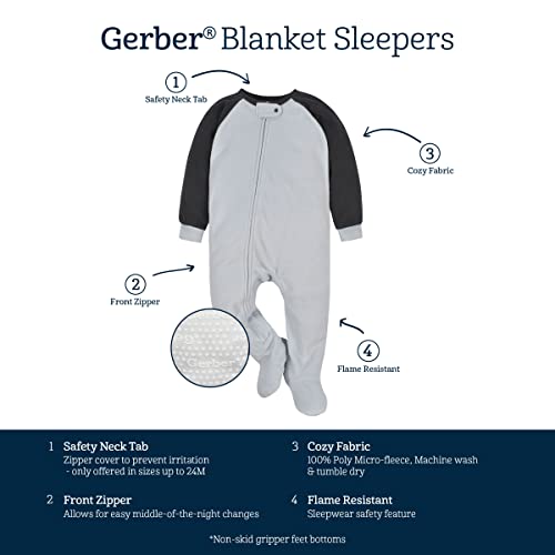 Gerber Baby Girls' Toddler Loose Fit Flame Resistant Fleece Footed Pajamas 4-Pack, Pink Leaves & Flower Toss