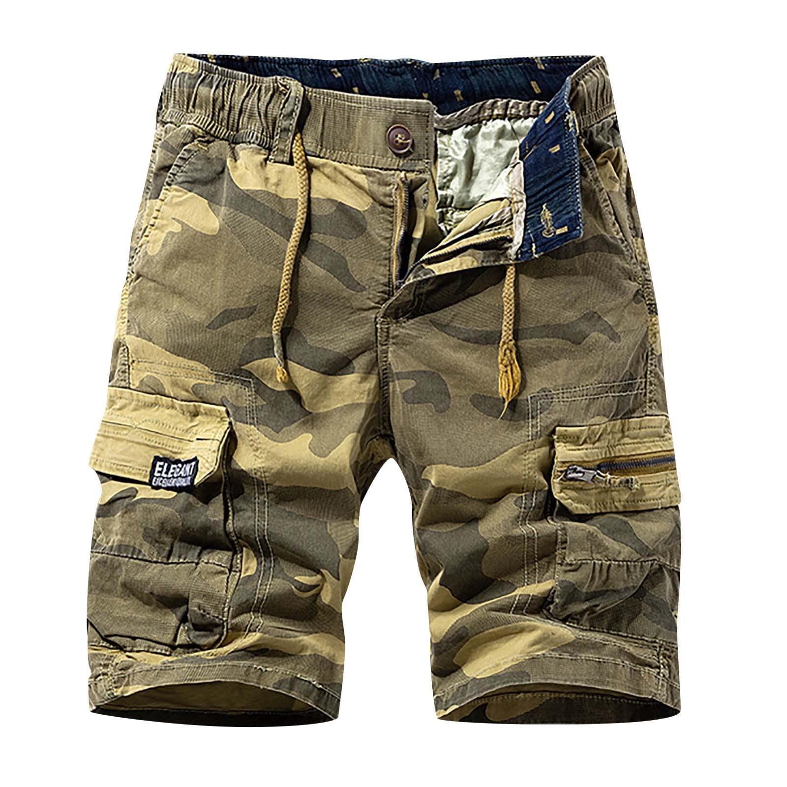 Mens Distressed Shorts Big and Tall Cargo Shorts for Men 2023 Casual Drawstring Elastic Waist Tooling Shorts 7" Inseam Waistband Shorts White Linen Shorts Men 7 Inch Inseam Khaki 2X