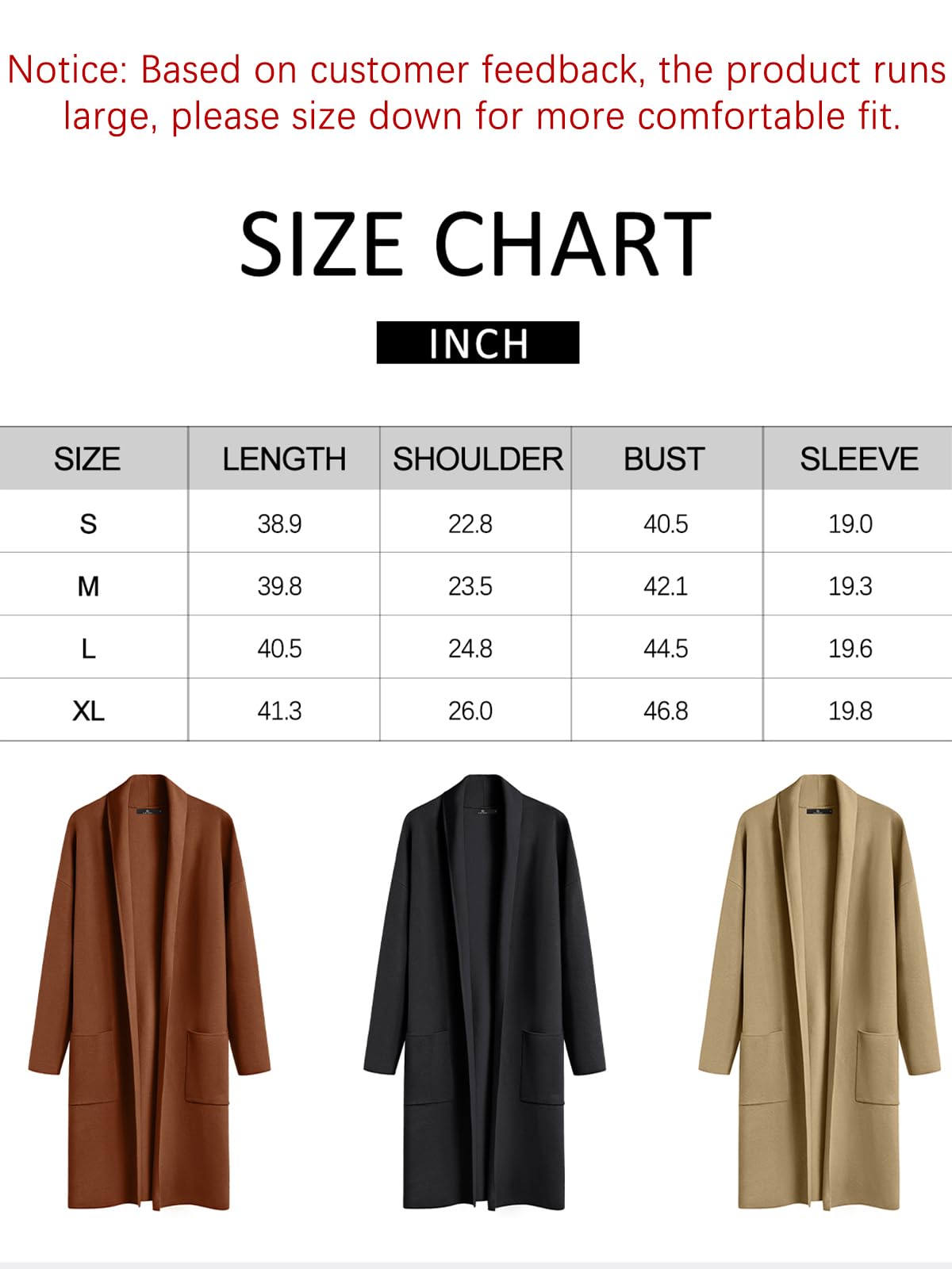 LILLUSORY Women's Oversized Long Cardigan Sweaters 2024 Fall Trendy Coatigan Jackets Knit Business Casual Outfits Camel