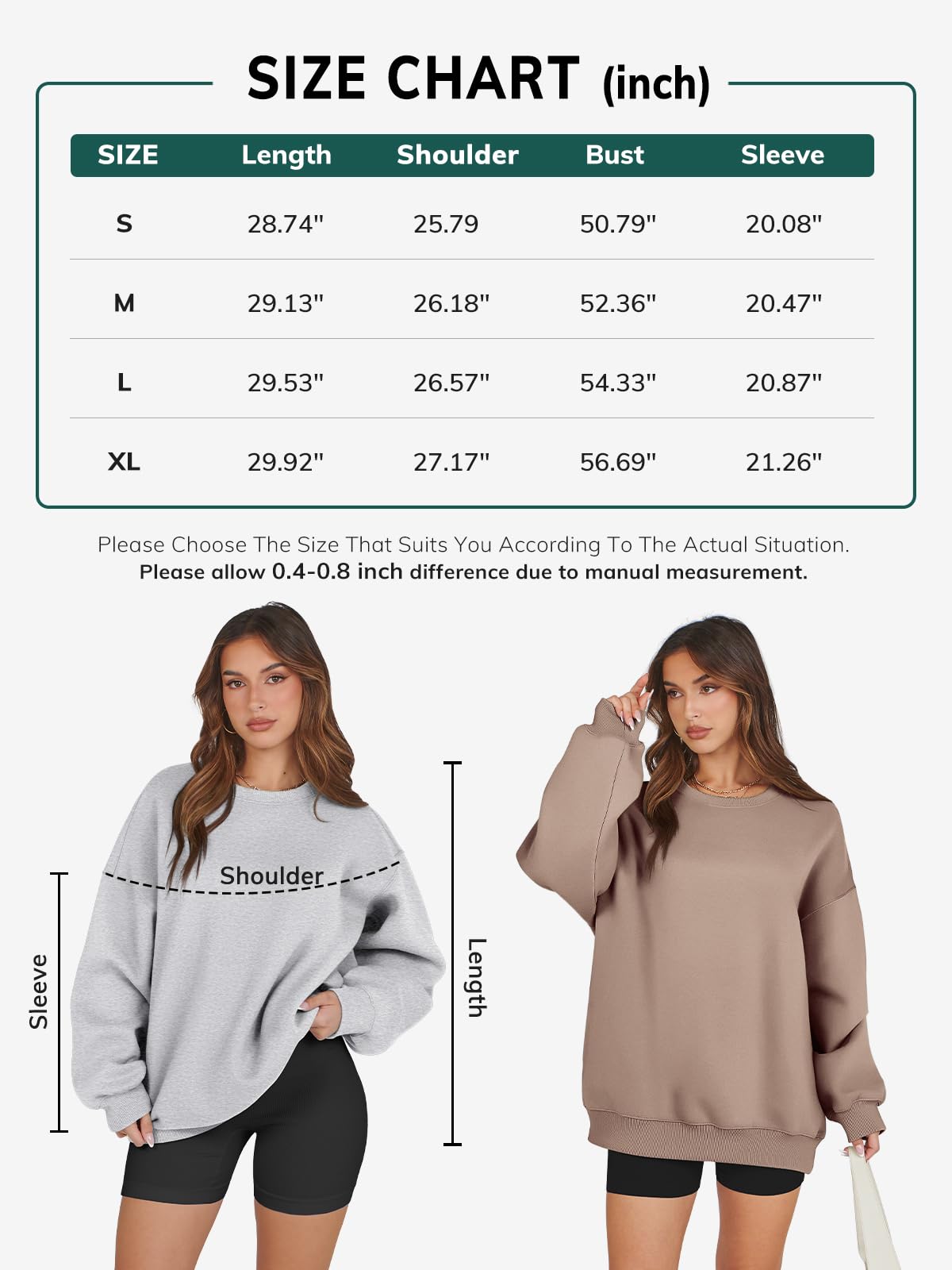 ATHMILE Oversized Sweatshirt for Women Crewneck Fleece Long Sleeve Pullover Hoodies Tops Fall Fashion Outfits 2025 Clothes-L Armygreen