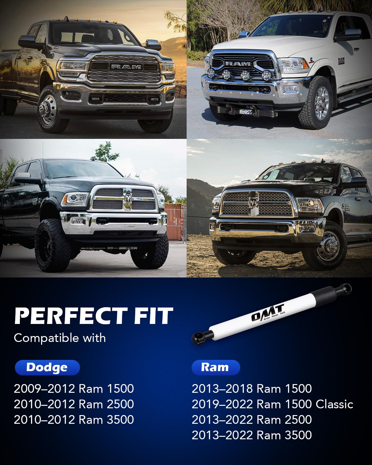 Orion Motor Tech Truck Tailgate Assist, Pickup Tailgate Lift Assist Kit, Pickup Tailgate Shock Compatible with 2009 2010 2011 2012 2013 2014 2015 2016 2017 2018 2019 2020 2021 2022 Ram 1500 2500 3500