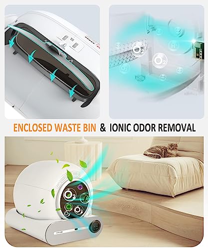 Self Cleaning Cat Litter Box, Automatic Cat Litter Box with APP Control, Works with Any Clumping Litter, Large Capacity/Isolation Odor/Safe Alert/Smart Health Monitor for Multiple Cats
