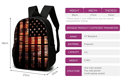 American Flag Backpack Large Capacity Laptop Backpack Travel Bag for Boys Girls 16 Inches