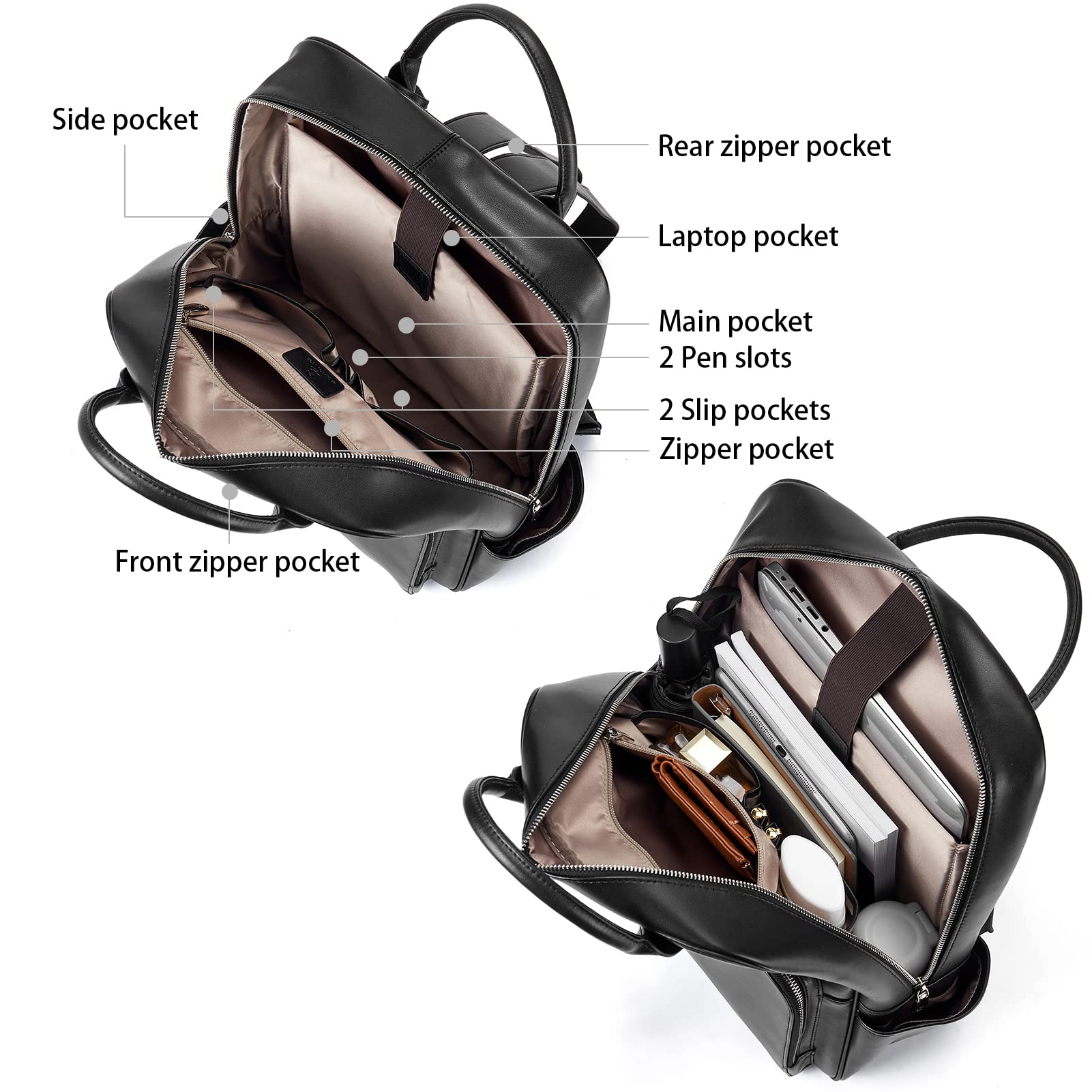 BOSTANTEN 20 inch Carry On Luggage Airline Approved & Genuine Leather 15.6 inch Laptop Backpack Casual Backpack Travel Bag