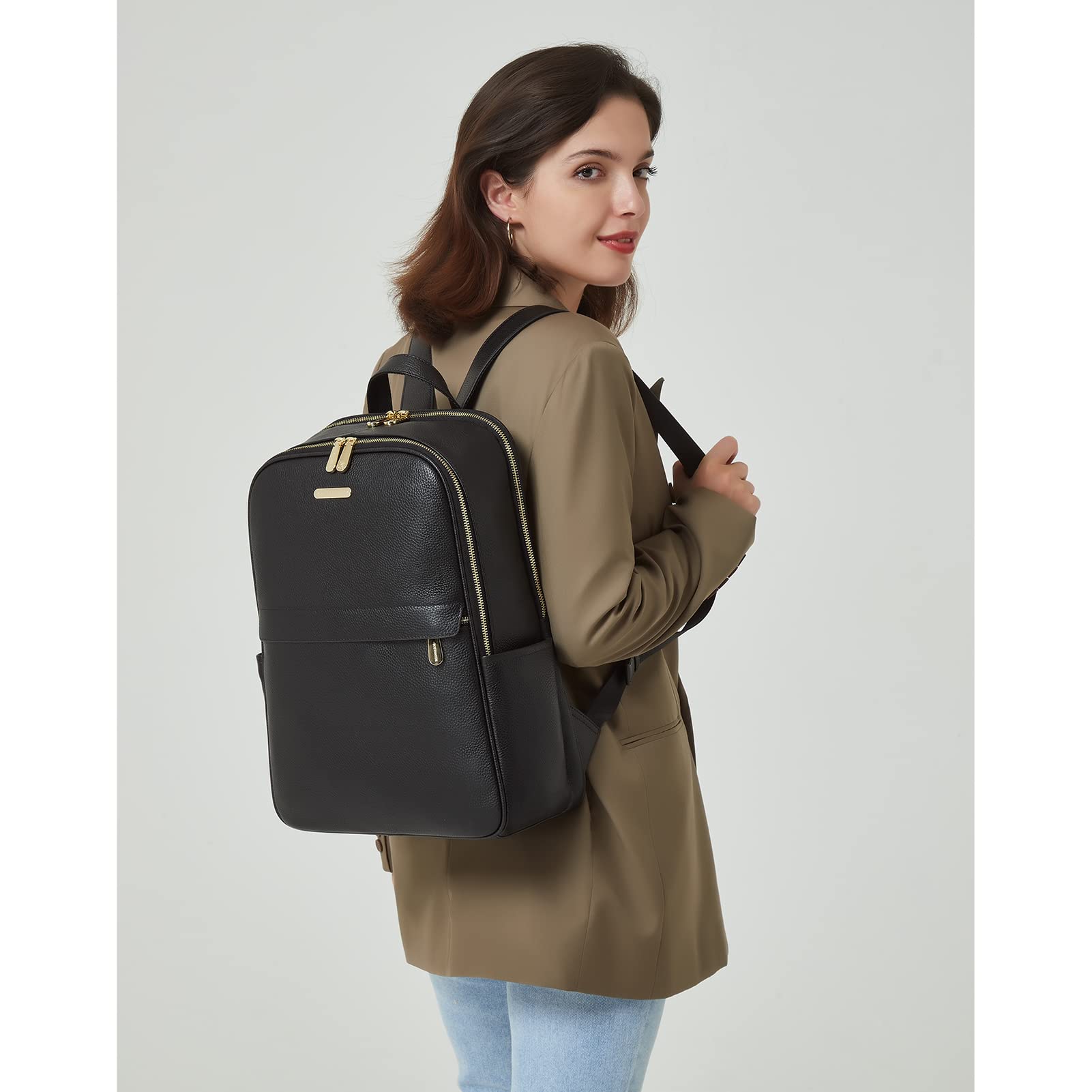 BOSTANTEN 20 inch Carry On Luggage Airline Approved ＆ Genuine Leather 15.6 inch Laptop Backpack Casual Backpack Travel Bag