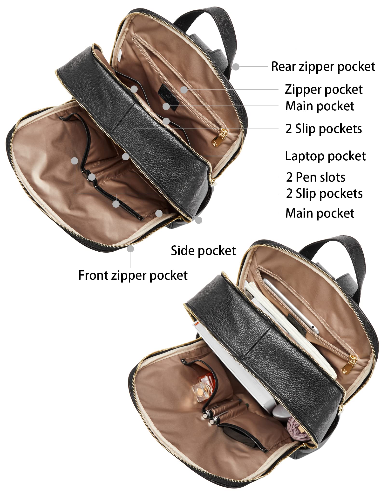 BOSTANTEN 20 inch Carry On Luggage Airline Approved ＆ Genuine Leather 15.6 inch Laptop Backpack Casual Backpack Travel Bag
