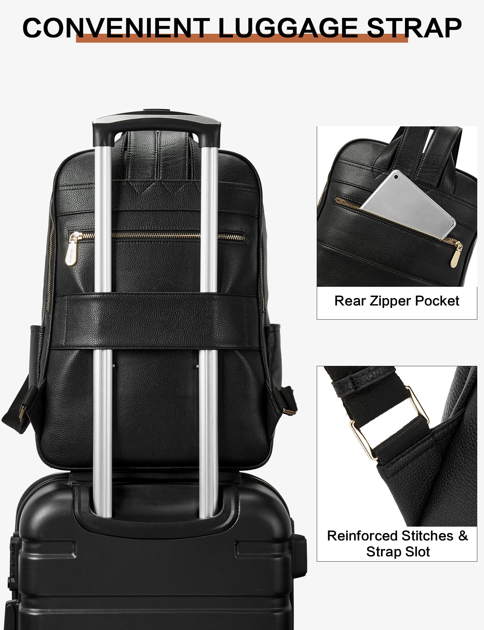 BOSTANTEN 20 inch Carry On Luggage Airline Approved ＆ Genuine Leather 15.6 inch Laptop Backpack Casual Backpack Travel Bag