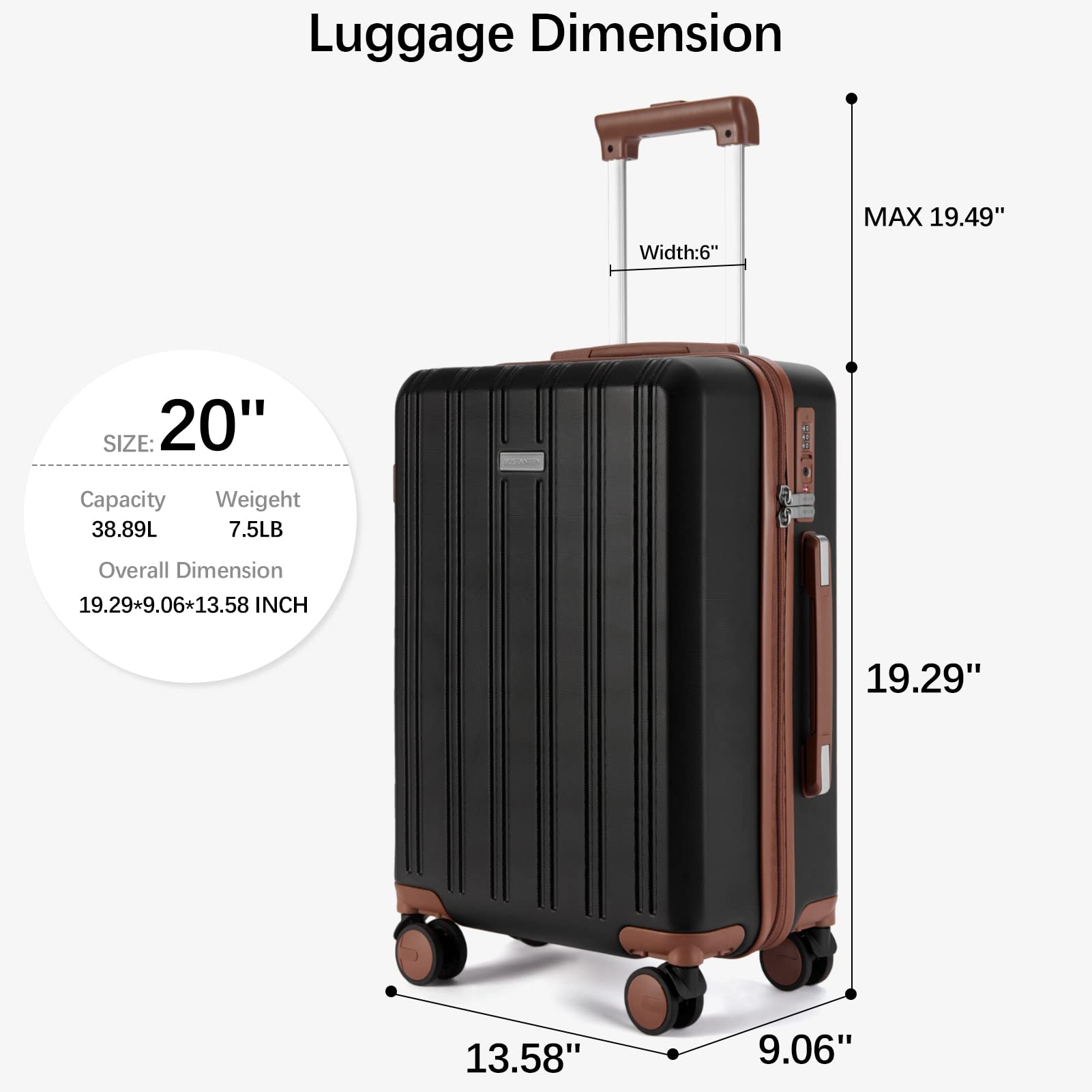 BOSTANTEN 20 inch Carry On Luggage Airline Approved & Genuine Leather 15.6 inch Laptop Backpack Casual Backpack Travel Bag