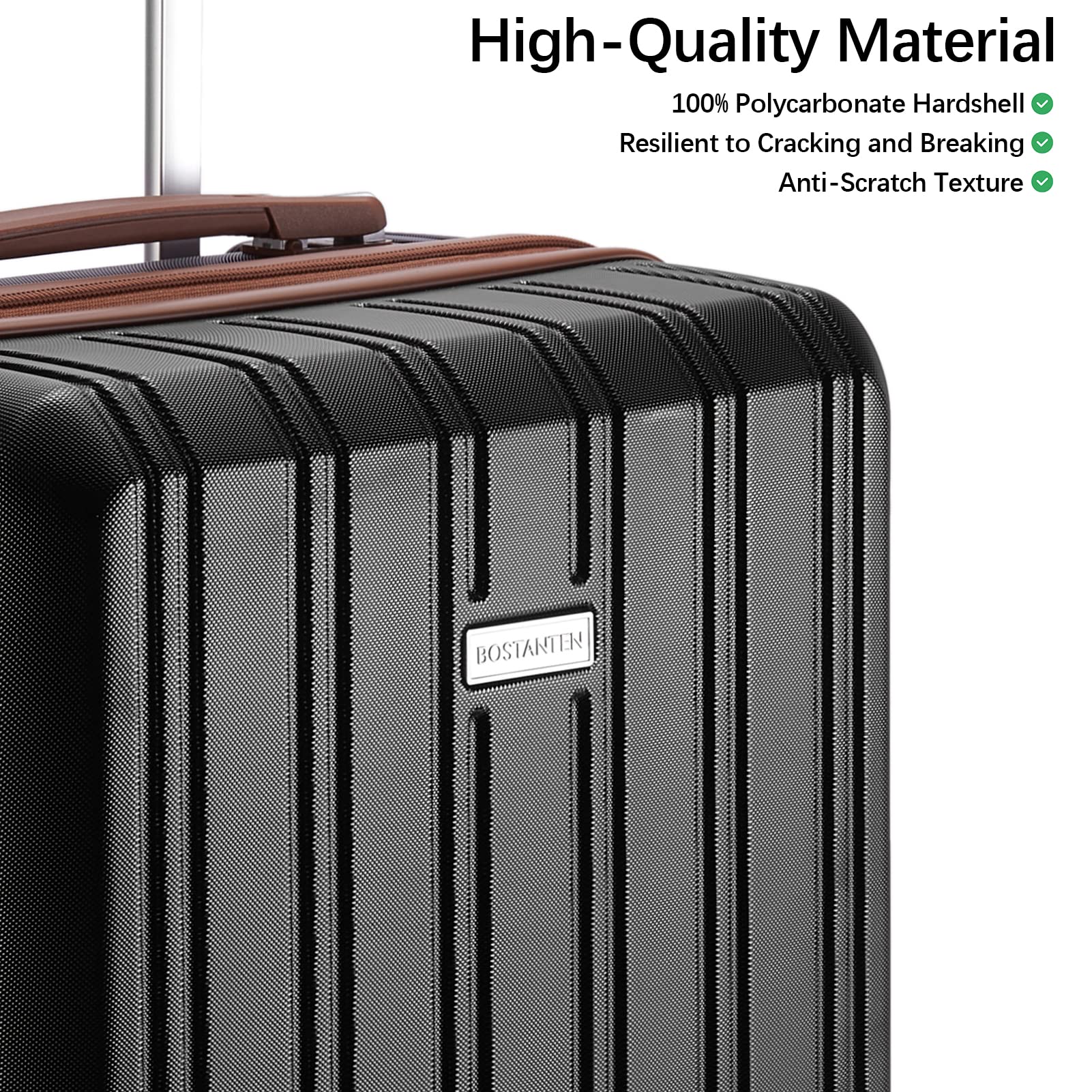BOSTANTEN 20 inch Carry On Luggage Airline Approved & Genuine Leather 15.6 inch Laptop Backpack Casual Backpack Travel Bag