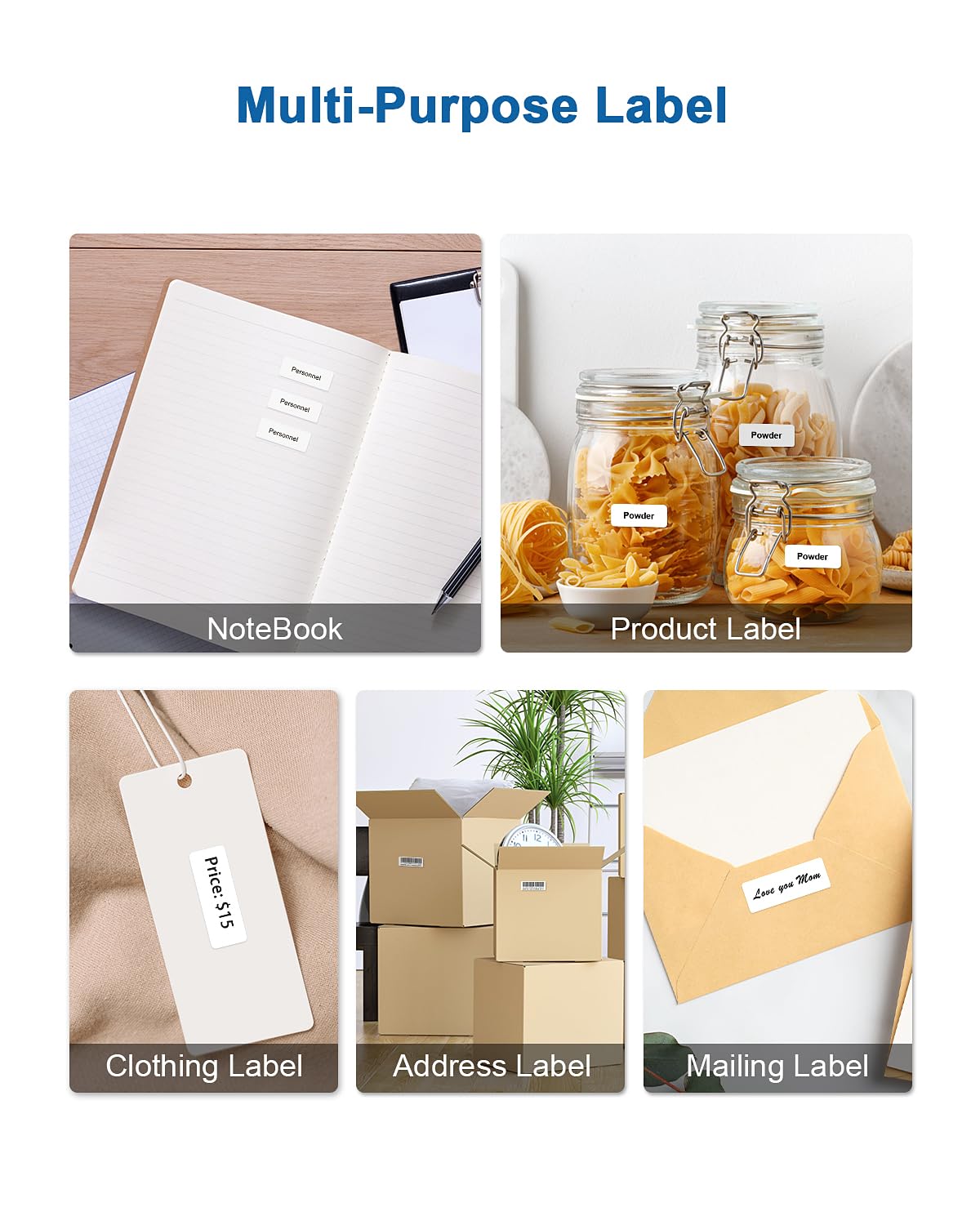 1/2" x 1-3/4" Return Address Labels, POLONO Easy Peel Return Address Labels for Inkjet & Laser Printers, 80 Label/Sheet, 25 Sheets