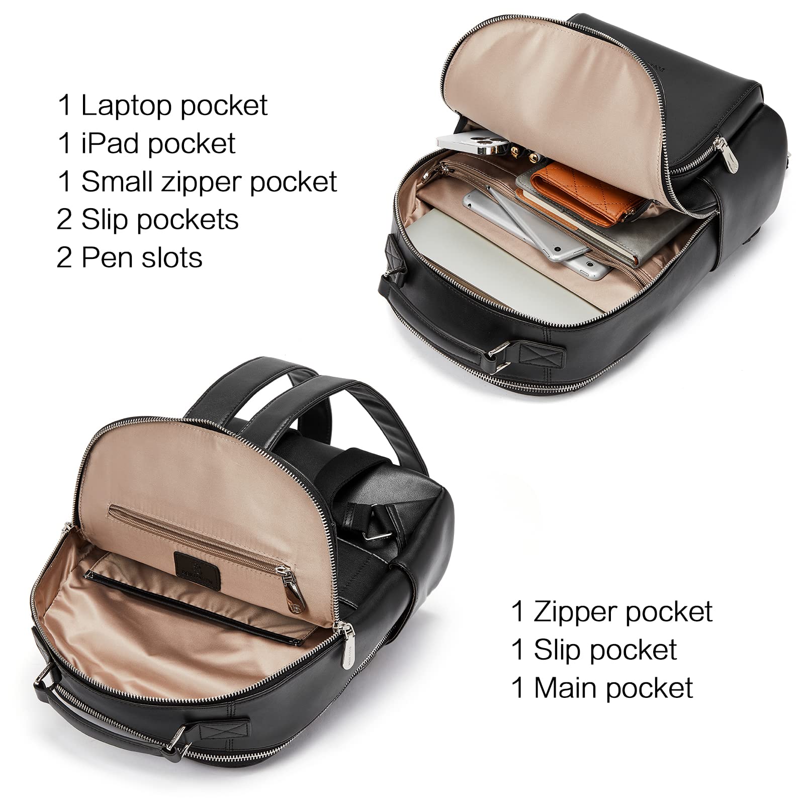 BOSTANTEN 20 inch Carry On Luggage Airline Approved & Genuine Leather 15.6 inch Laptop Backpack Casual Backpack Travel Bag