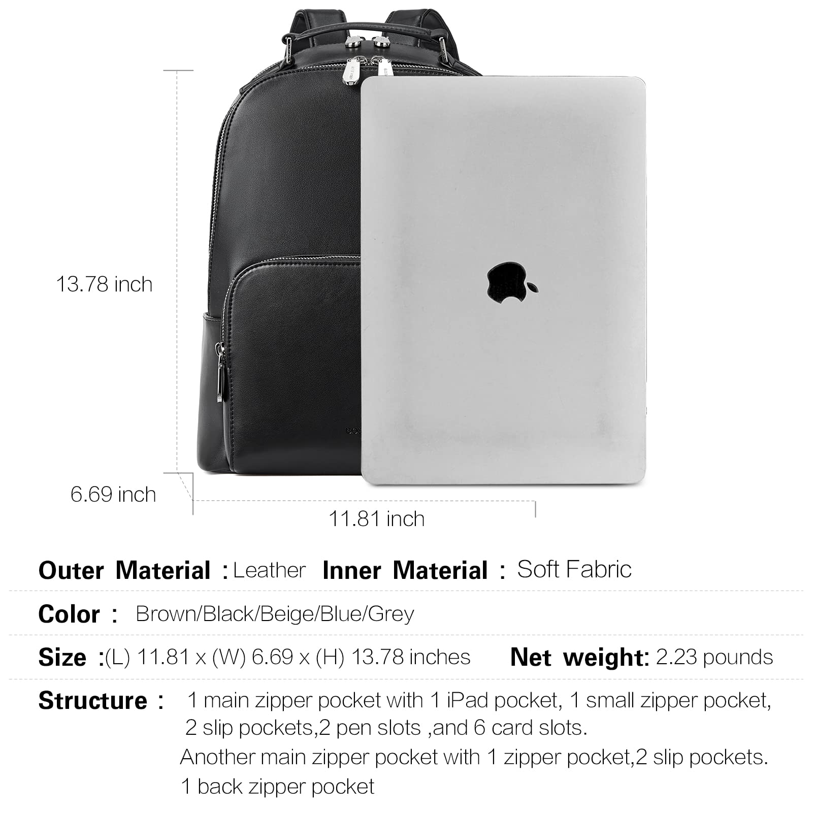 BOSTANTEN 20 inch Carry On Luggage Airline Approved & Genuine Leather 15.6 inch Laptop Backpack Casual Backpack Travel Bag