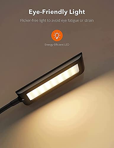 JICISSX Adjustable Gooseneck LED Desk Lamp with 2 USB Charging Ports and Touch Control,Architect Lamp for Home/Office/Workbench/Reading Working Black