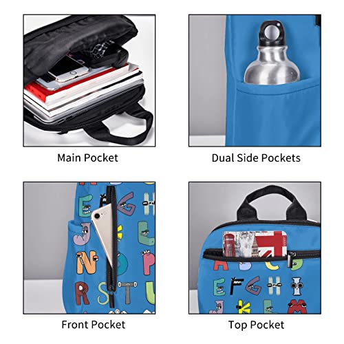 ILVTYAN Alphabet Lore Backpack, Casual Backpacks Cartoon Backpack Laptop Bags Travel Backpack Large Capacity Men Women