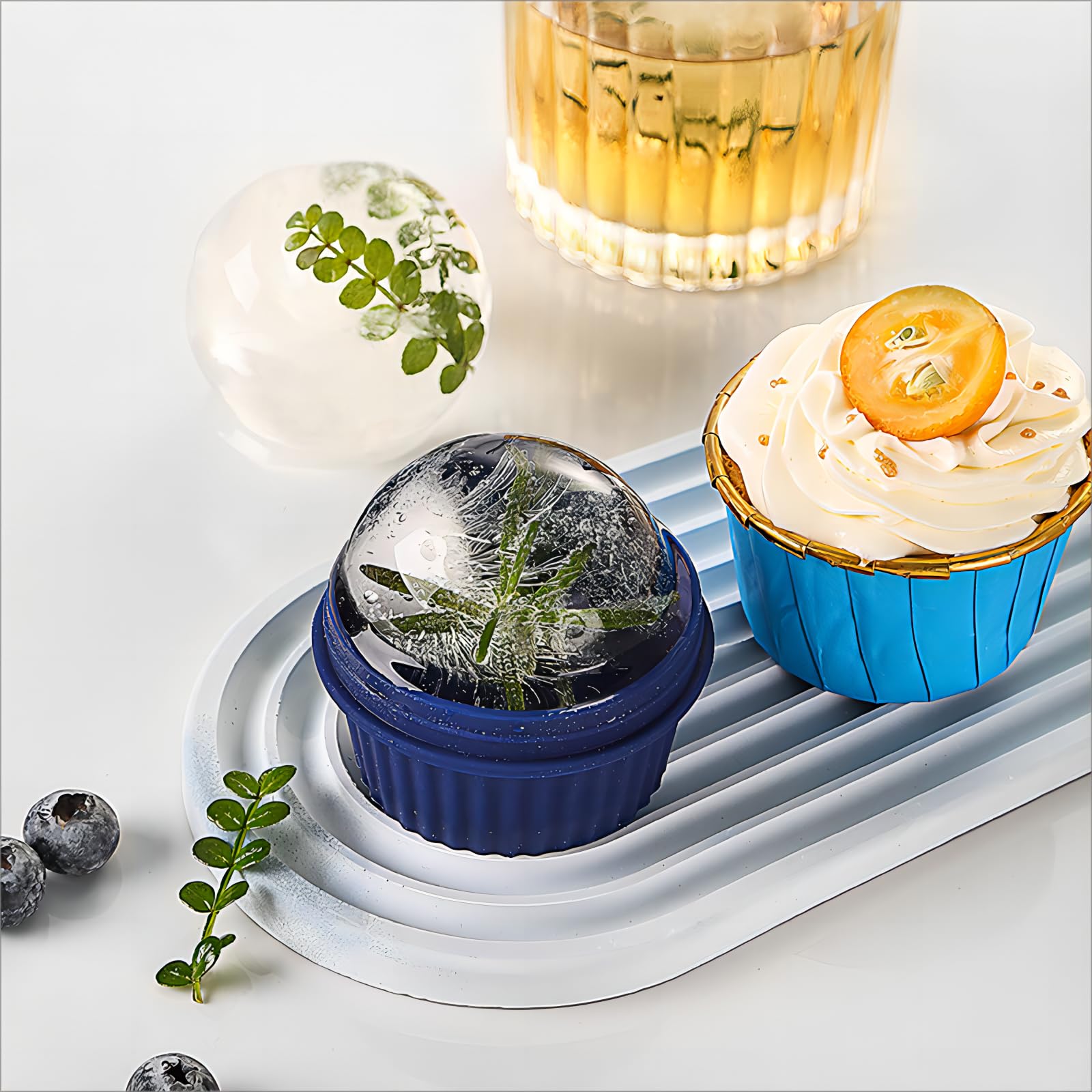 Whiskey Silicone Ice Tray,Ice Cube Maker Tray,With Lid, Reusable,Cake Ice Ball/Ice Grid/Ice Cube Mould,Home Ball Ice Maker, Creative Gift for Family and Friends