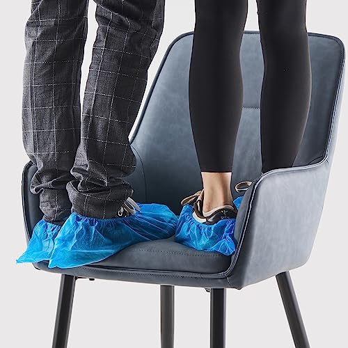 TUKAILAi Modern Design Dining Chairs Set of 4, Faux Leather Accent Chairs with Cushioned Seat and Arms, Upholstered Leisure Armchairs for Kitchen Restaurant Commercial (Blue)