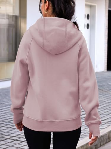 Trendy Queen Womens Zip Up Hoodies Fleece Jackets Oversized Sweatshirts Fall Fashion Outfits Sweaters Winter Clothes DarkPink M