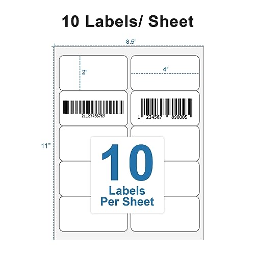 INJINEO Address Labels, 2" x 4" Shipping Address Labels for Inkjet & Laser Printers, Mailing Labels Compatible with 5163, 5263 and 8163 Labels, Easy to Peel (250 Labels, 25 Sheets)