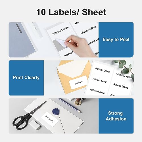 INJINEO Address Labels, 2" x 4" Shipping Address Labels for Inkjet & Laser Printers, Mailing Labels Compatible with 5163, 5263 and 8163 Labels, Easy to Peel (250 Labels, 25 Sheets)