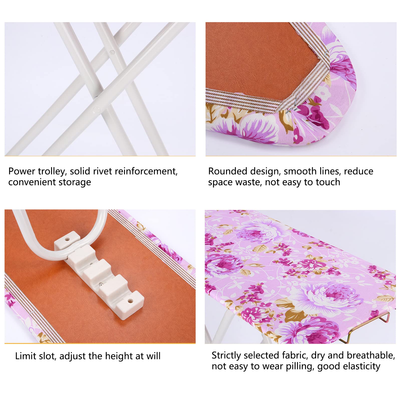 Ironing Board Foldable 36"x30"x12", Heavy Duty Foldable Space Saver Iron Board, Height Adjustable Full Size Clothes Laundry Ironing Board Clothes Iron Rest for Room or Dorm (1 Pack, Purple)