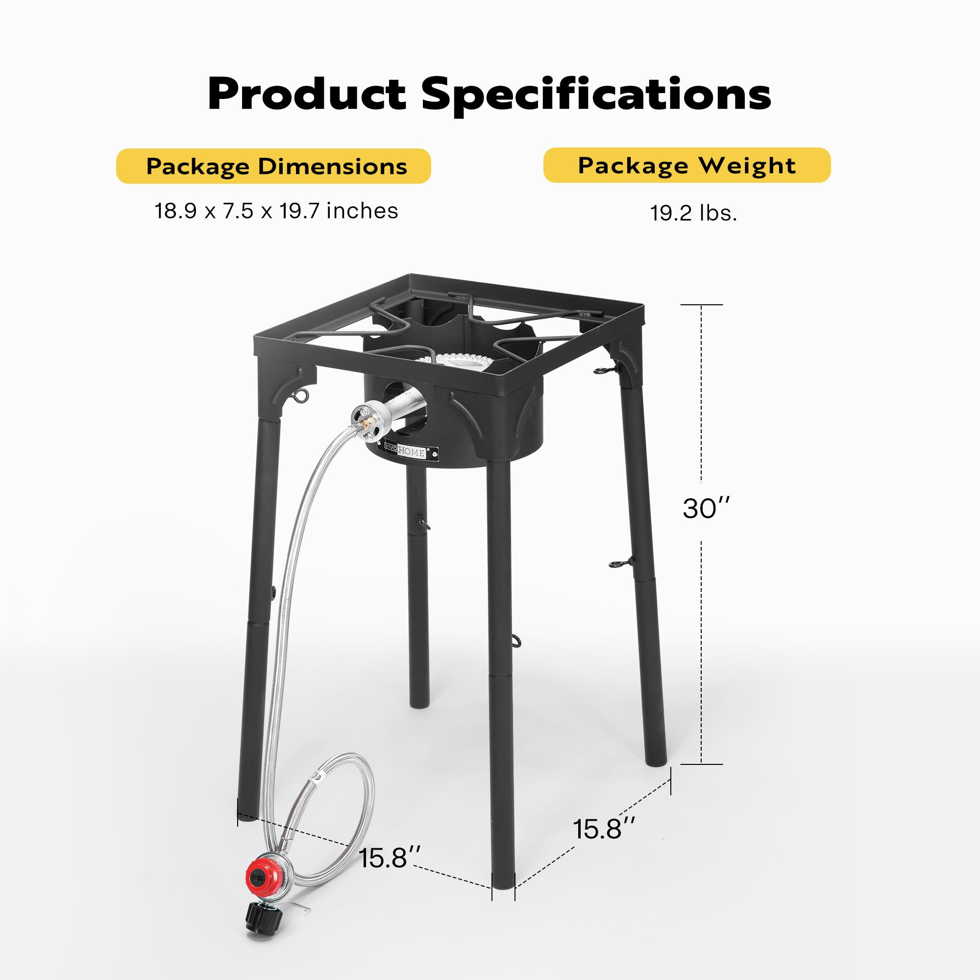 VIVOHOME 100,000 BTU Single Burner Propane Gas Stove, Portable Outdoor Camping Stove with Adjustable Legs, High-Power Cooking Stove for Camping, Backpacking, Backyard, Tailgating