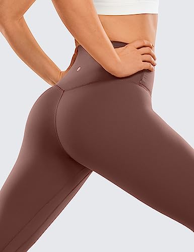CRZ YOGA Womens Brushed Naked Feeling Workout Leggings 25" - High Waisted Gym Compression Tummy Control Yoga Pants Taupe Medium