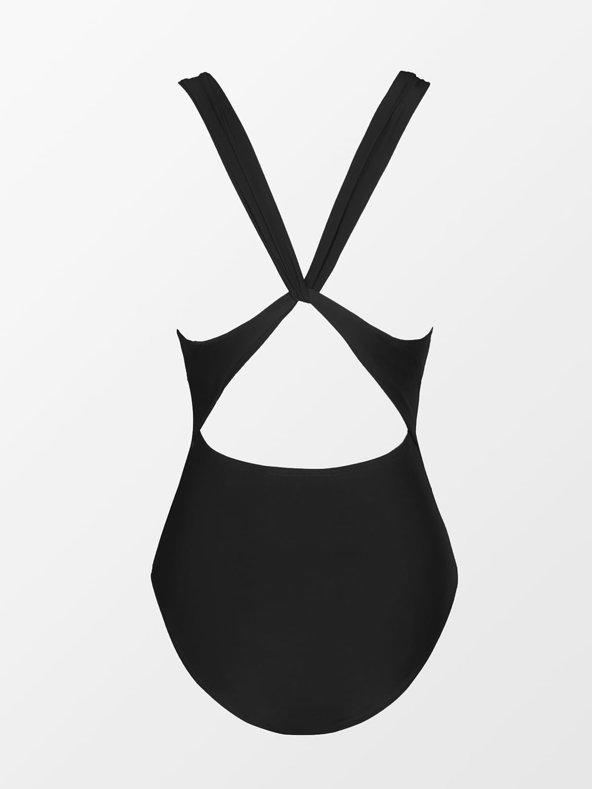CUPSHE Women One Piece Swimsuit Deep V Neck Tummy Control Ruched V Back Classic Bathing Suits S Black