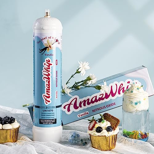 AMAZWHIP 0.95L,640g Whipped Cream Charger Nitrous Tank for Whipped Cream Dispenser (Combination, 4 cylinders)