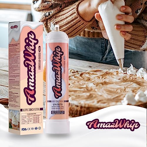 AMAZWHIP 0.95L,640g Whipped Cream Charger Nitrous Tank for Whipped Cream Dispenser (Combination, 4 cylinders)
