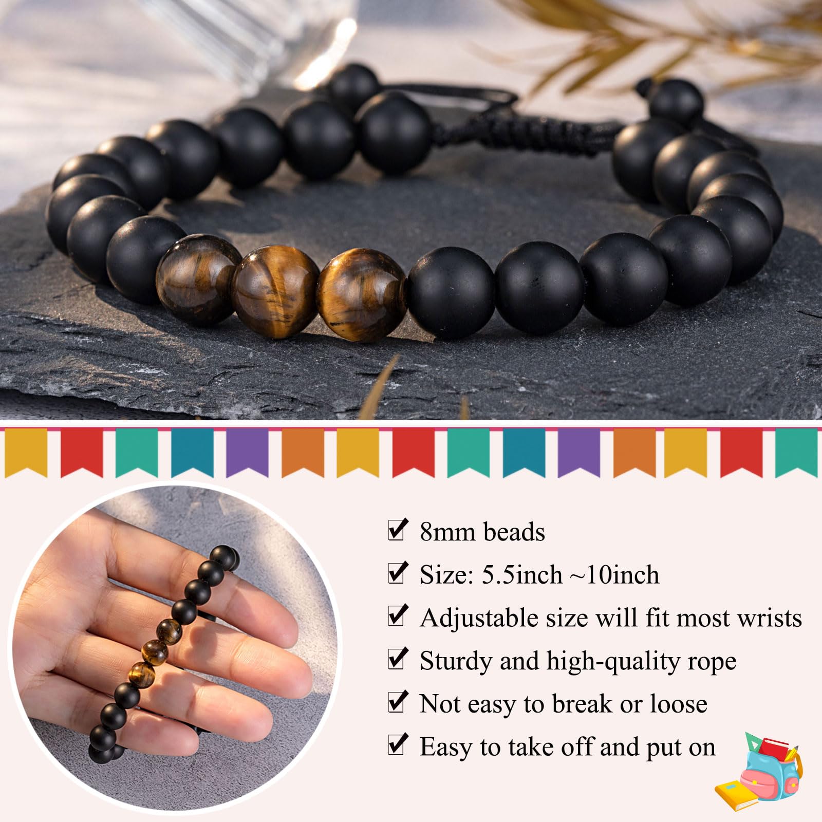 UNGENT THEM Back to School Stuff Mommy and Me Bracelet First Day of School Kindergarten Pre K Preschool 1st 2nd Second Third Grade Gifts for Boys Son