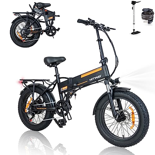 HITWAY Electric Bike for Adults 20" x4.0 Fat Tire Electric Bicycle with 750W Motor,48V 12AH Removable Battery E Bike Long Range 20-55mile with 7 Gears Foldable Ebike, UL2849 Certified