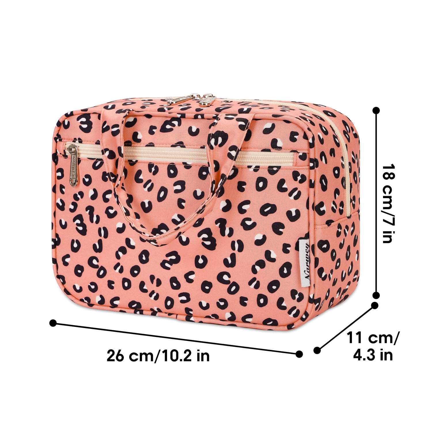 Narwey Full Size Cheetah Toiletry Bag Women Large Makeup Bag Organizer Travel Cosmetic Bag for Toiletries Essentials Accessories (Leopard)
