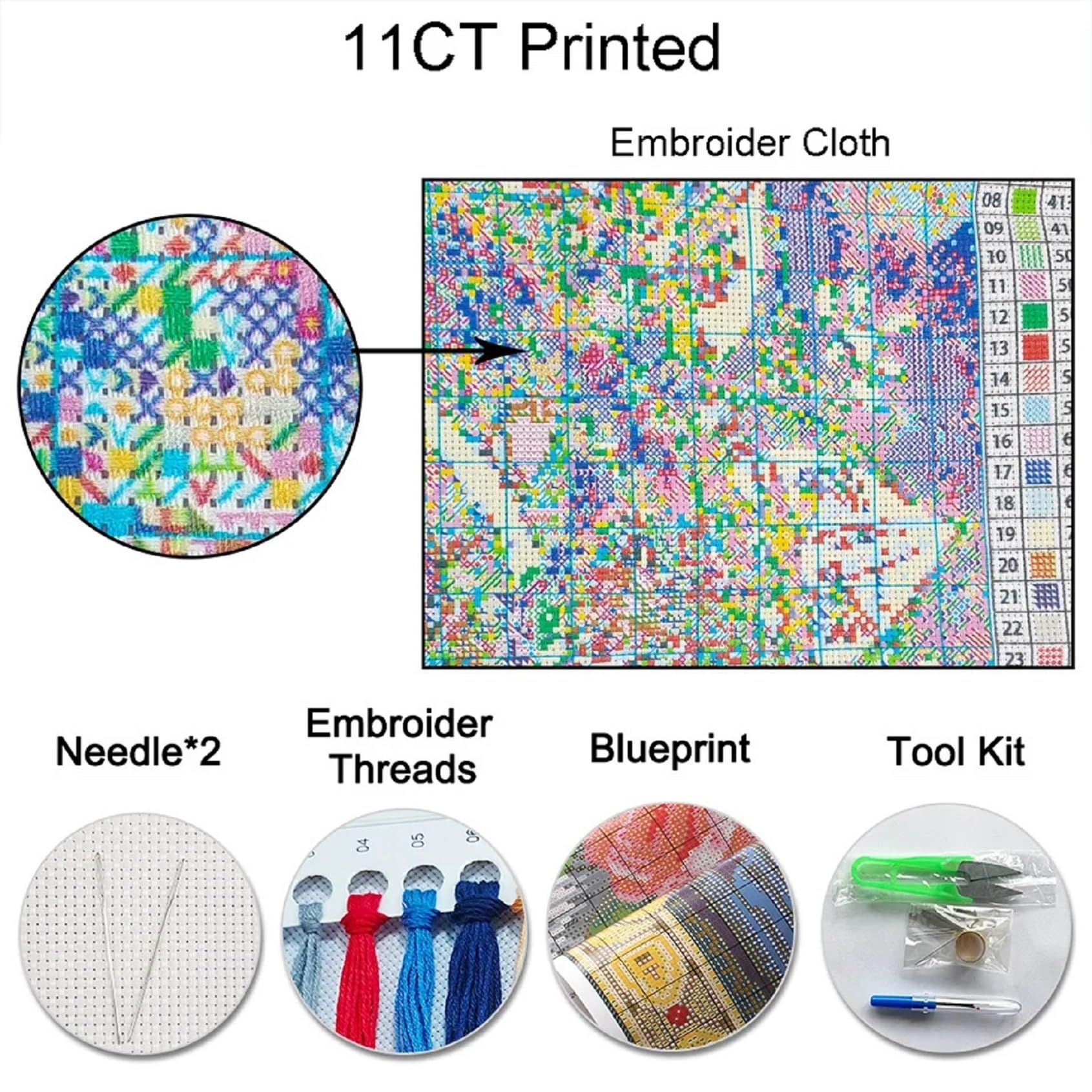 Dimension Stamped Cross Stitch Kits Full Range of Embroidery Starter Kits Cross Stitch Patterns for Beginners Needlepoint Kits for Adults DIY 11CT-Phoenix Under Moon 17.7x17.7 inch