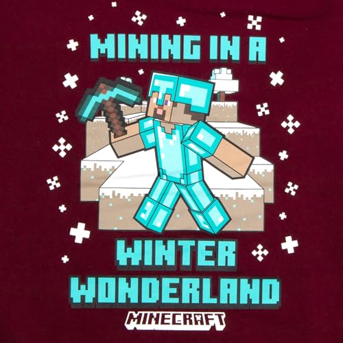 Minecraft Boys 2-Piece Set - Holiday Sweatshirt & Jogger Pants 2-Pack Bundle Set for Kids and Toddlers (Size 6/7, Maroon/Grey)