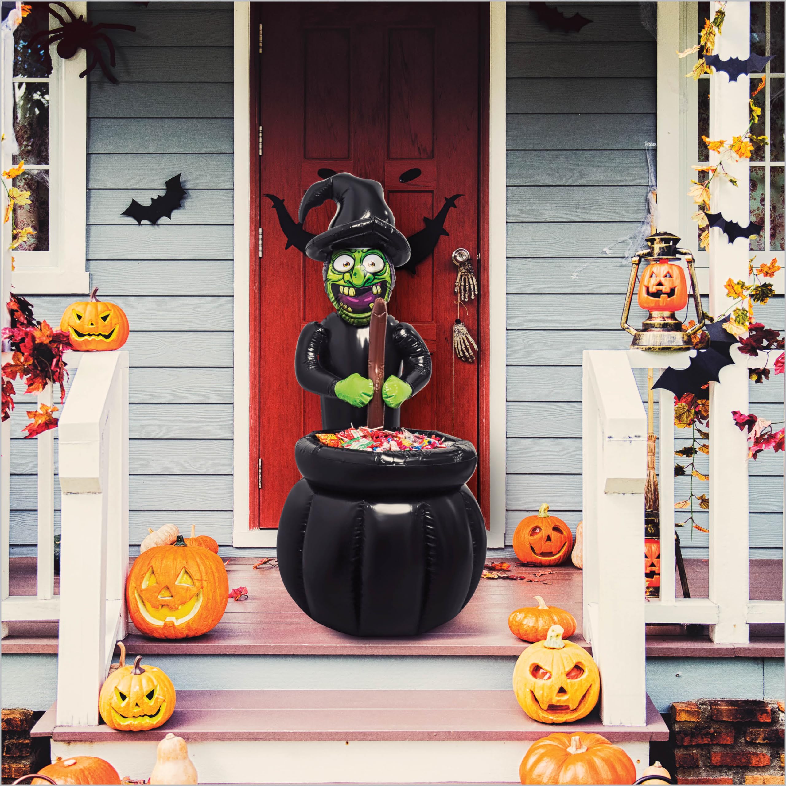 48" Inch Inflatable Witches Cauldron Candy Holder Bowl - Up to 72 Drink Beverage Cooler and Ice Chest Party - Inflables De Halloween Enfriador Candy Caldron