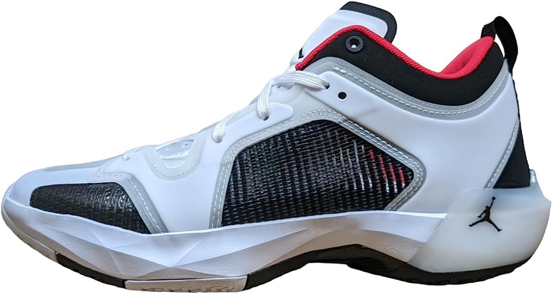 Nike Men's Air Jordan XXXVII Basketball Shoe (White/Black-Siren Red, 10.5)