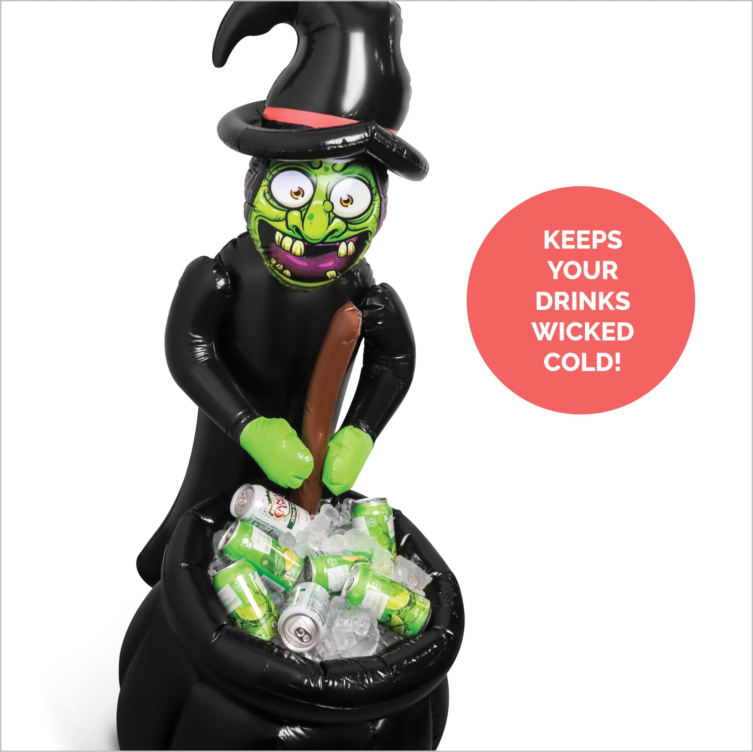 48" Inch Inflatable Witches Cauldron Candy Holder Bowl - Up to 72 Drink Beverage Cooler and Ice Chest Party - Inflables De Halloween Enfriador Candy Caldron